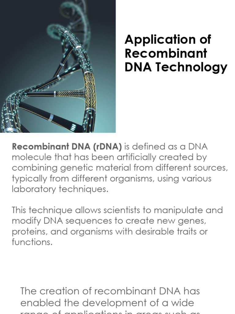 3 Application Recombinant DNA | PDF | Molecular Cloning | Recombinant Dna