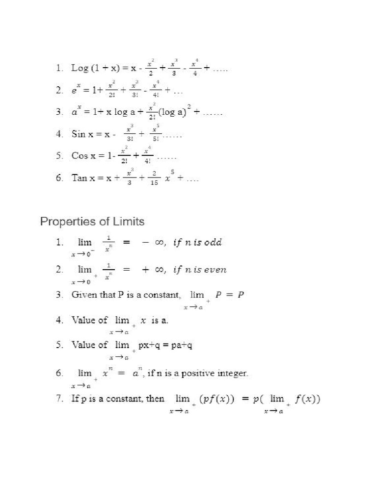 properties of limits | PDF