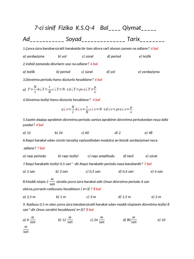 7-Ci Sinif K.S.Q-4-1 | PDF