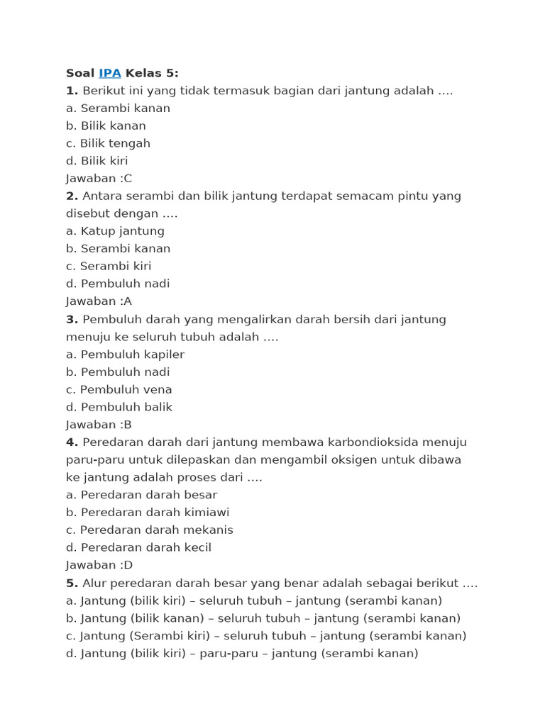 Soal IPA Kelas 5 | PDF