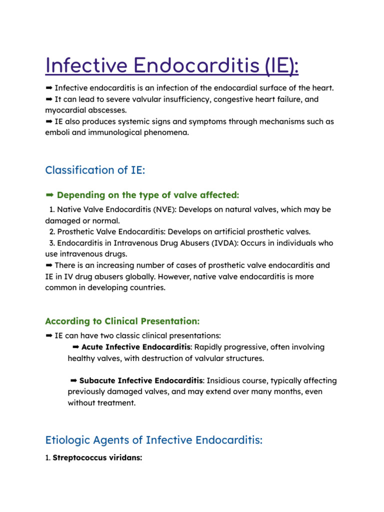 Infective Endocarditis - GM | PDF | Medical Specialties | Diseases And ...