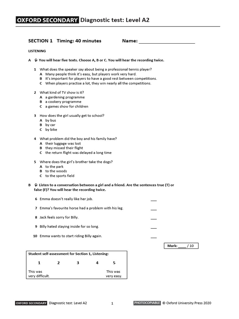 A2 Level Diagnostic Test PDF | PDF | Ice | Snow