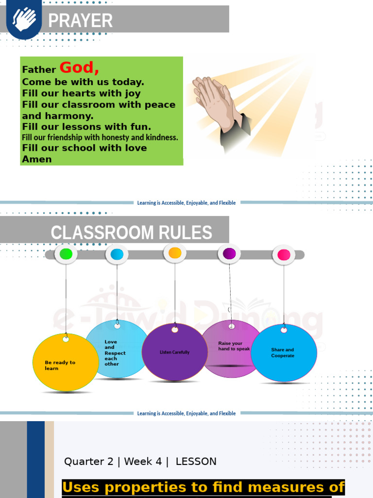 q3 Presentation Math9 Week1 Uses of Properties To Find Measures of Sides Angles Involving ...