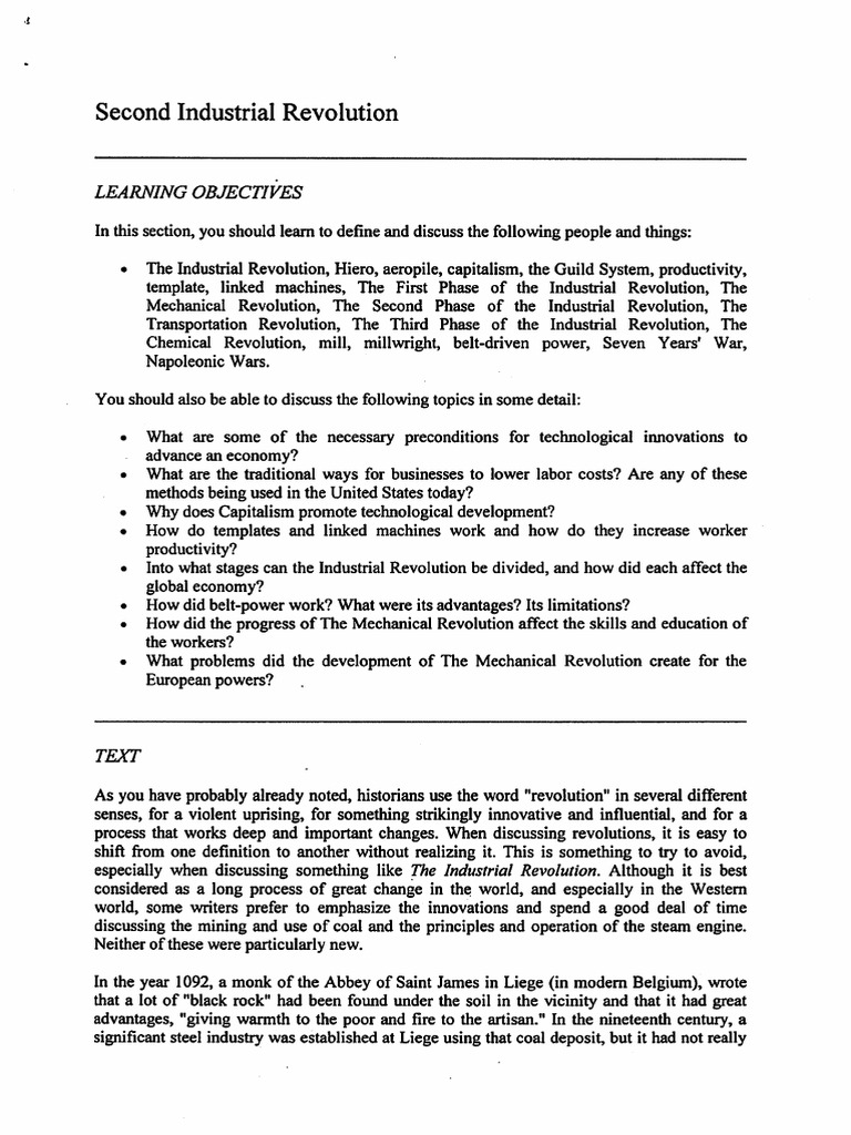 Lecture Second Industrial Revolution | PDF