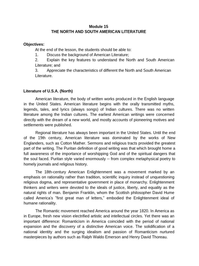 North and South American Literature Overview | PDF | Chile | American ...