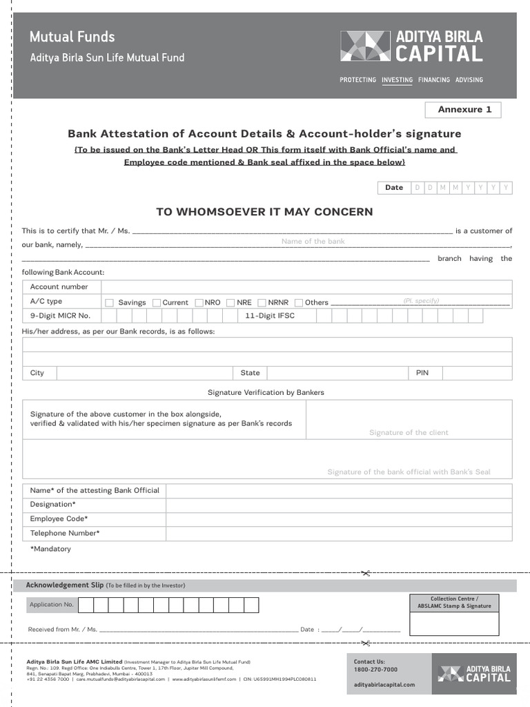 Annexure - 1 Bank Attestation of Account Details & Account-Holder's ...