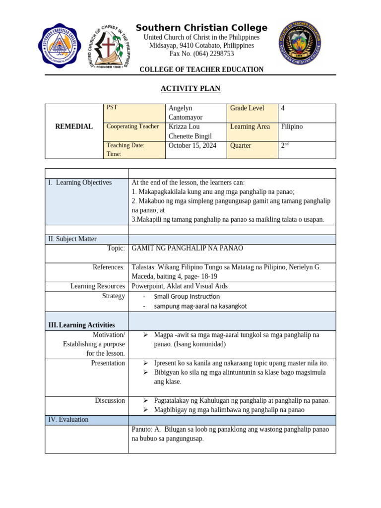 Activity-Plan - Beed Epp | PDF