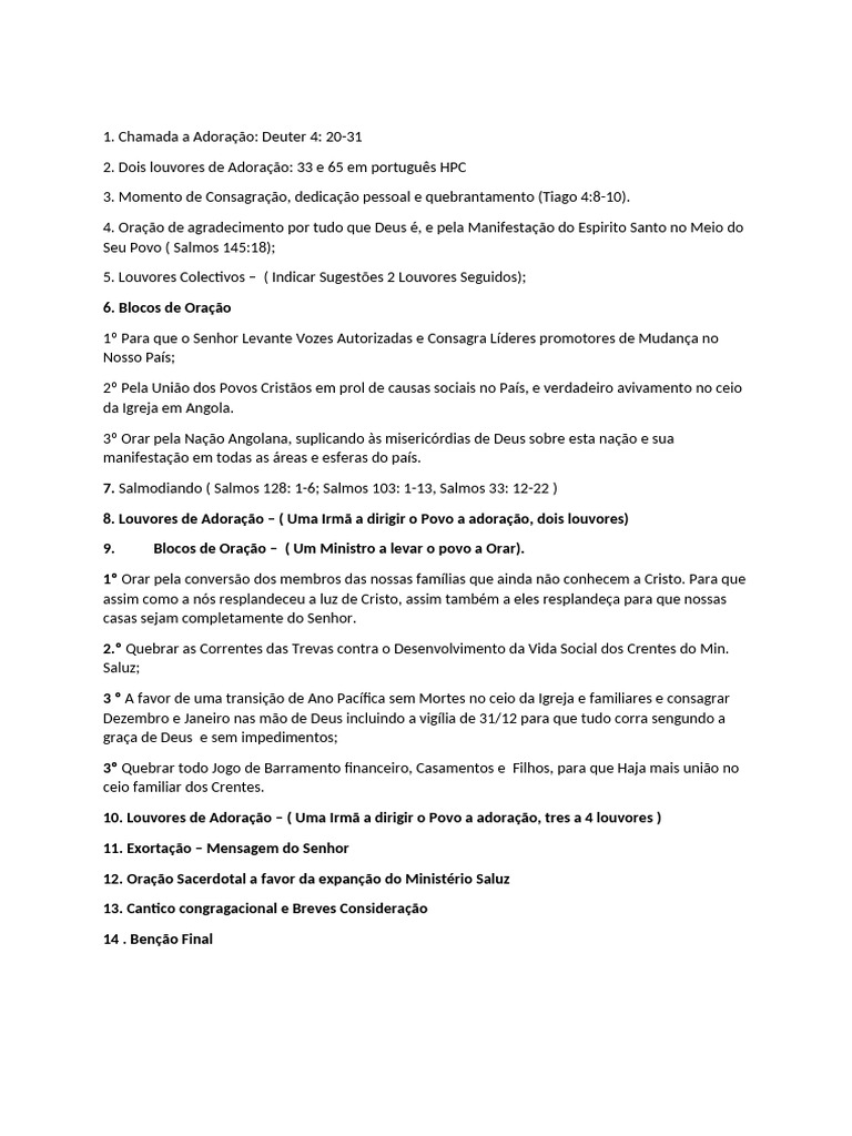 Proposta de Programa - Retiro | PDF