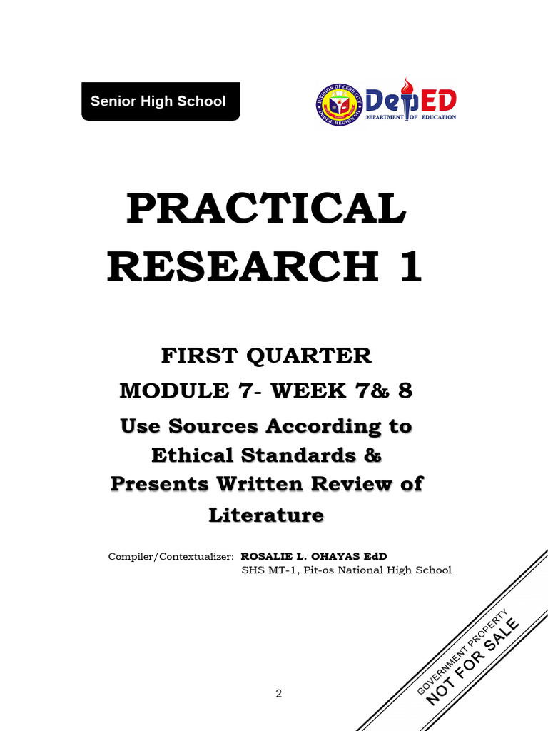 Quarter 1 Module 7 Practical Research 1edtdu | PDF | Plagiarism | Rights
