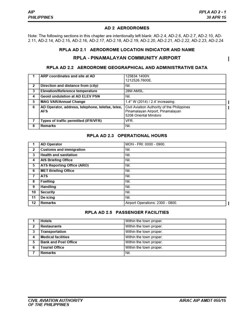 RP Ad 2 Rpla en 2015-04-30 | PDF | Aviation | Aerospace