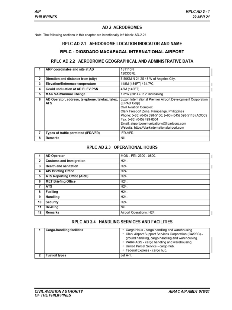 Diosdado Macapagal Airport Overview | PDF | Aviation | Transport