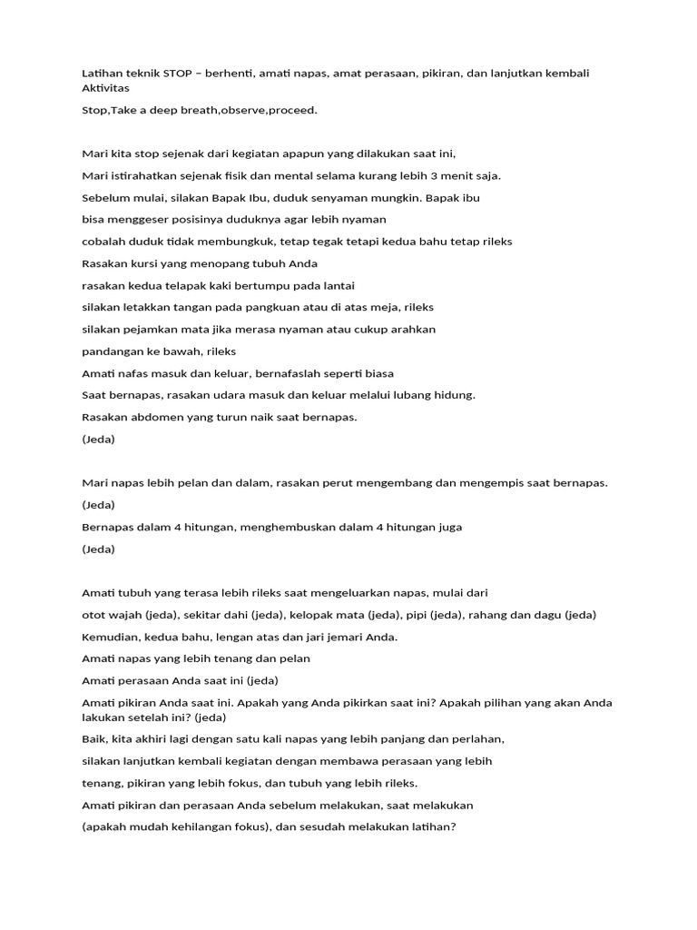Teknik STOP untuk Relaksasi | PDF