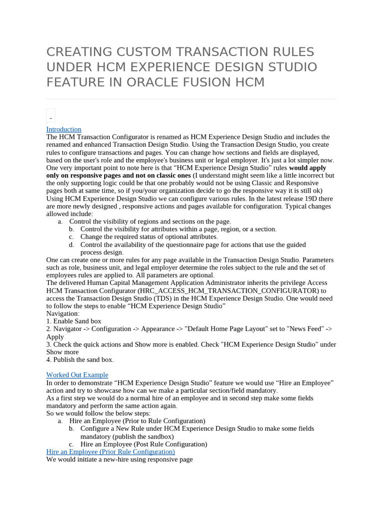 HCM Design Studio Transaction Rules | PDF | Computing | Software
