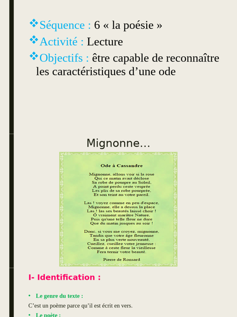 Ode À Cassandre Med2023 | PDF | Poétique (discipline) | Euphonie