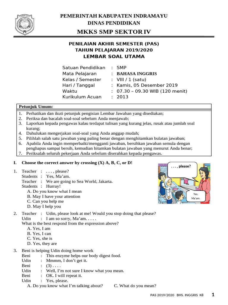 Soal Pas Kelas 8 - Bahasa Inggris | PDF