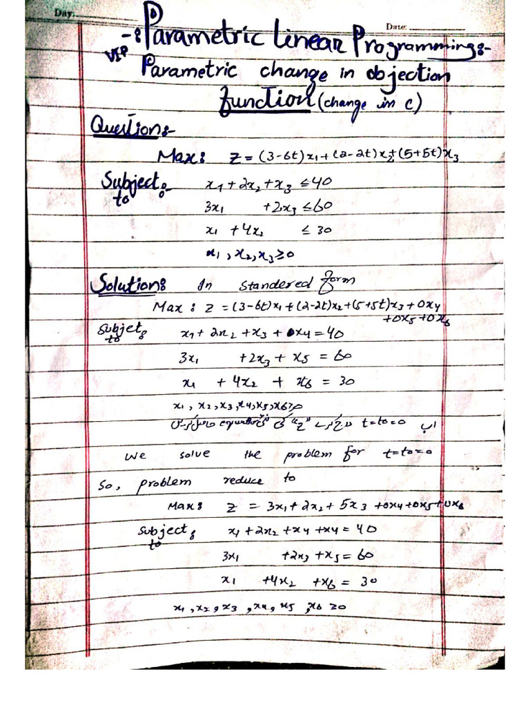 Parametric Linear Programming Sub Type Pdf