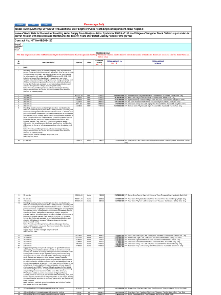 Bilaspur Boq | PDF | Pipe (Fluid Conveyance) | Concrete