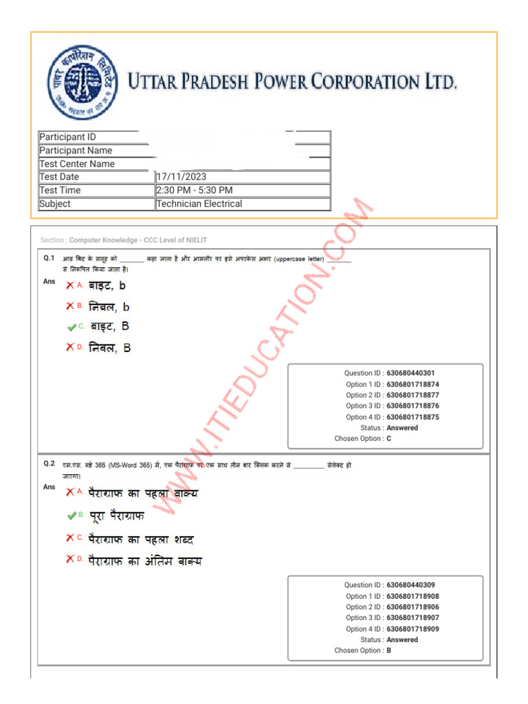 Uppcl Tg2 Paper 17nov2023 | PDF