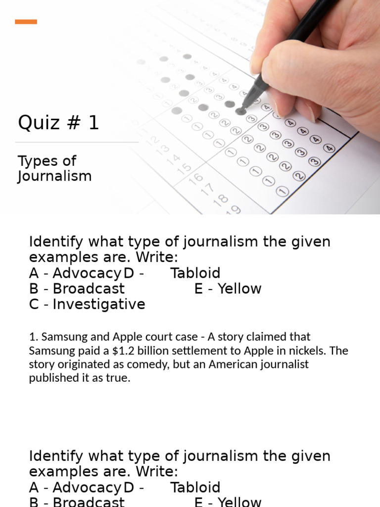 Quiz On Types of Journalism | PDF