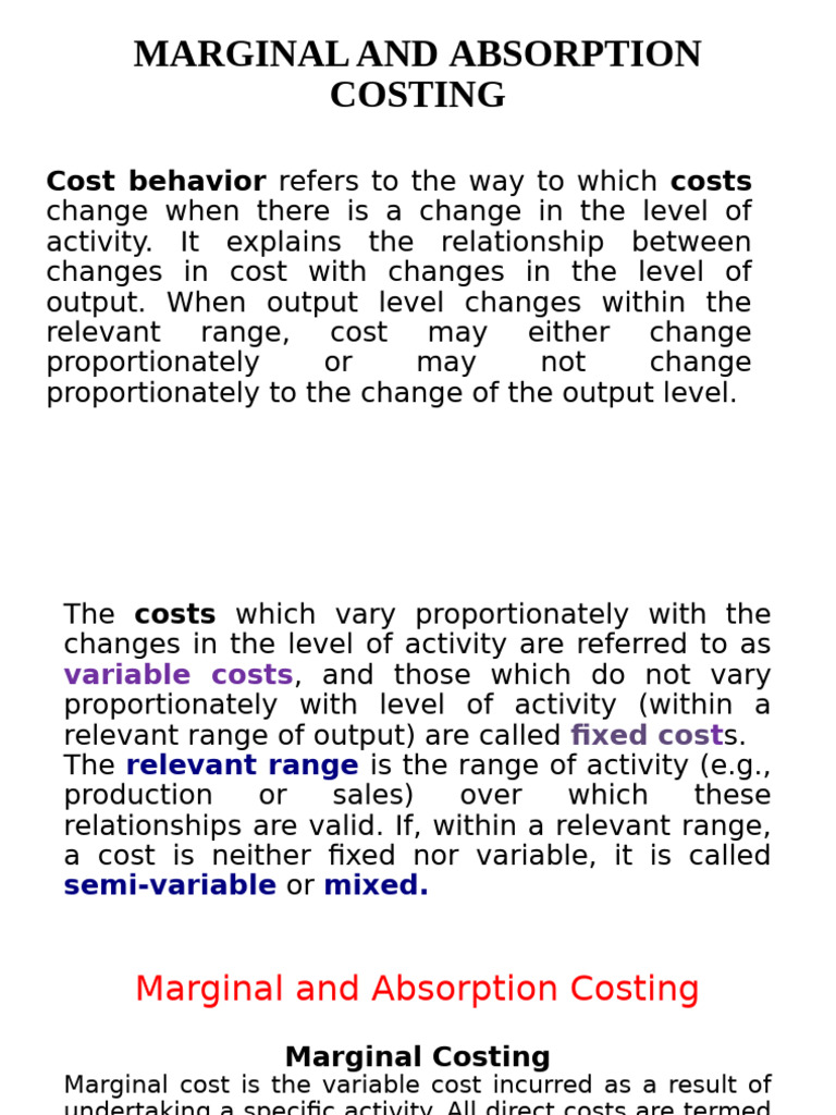 Lecture Six - Marginal Absorption Costing | PDF | Cost Of Goods Sold | Profit (Economics)