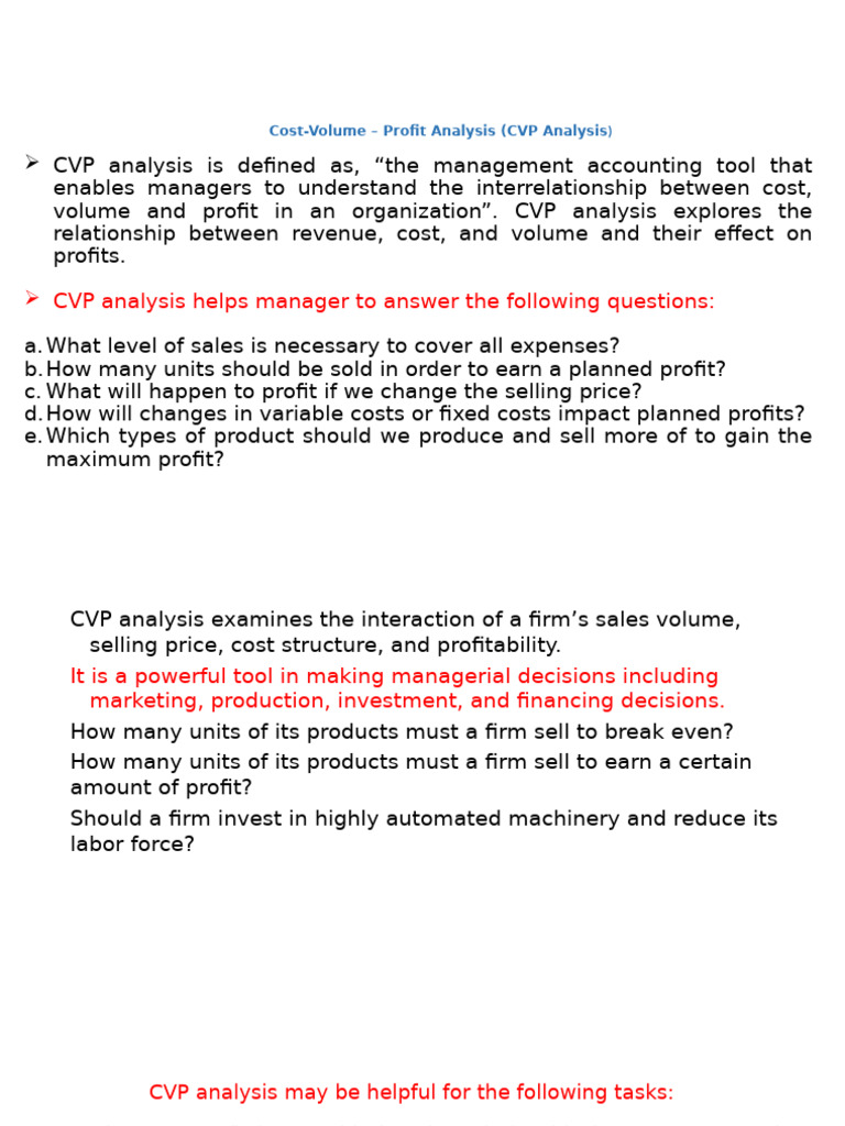 Lecture Nine-Cvp Analysis | PDF | Profit (Economics) | Business Economics