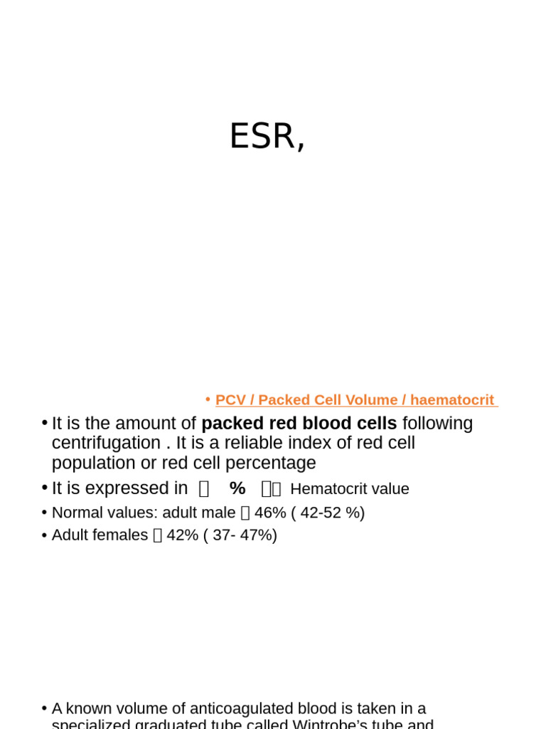 Esr, PCV &bleeding Disorders | PDF | Bleeding | Haemophilia