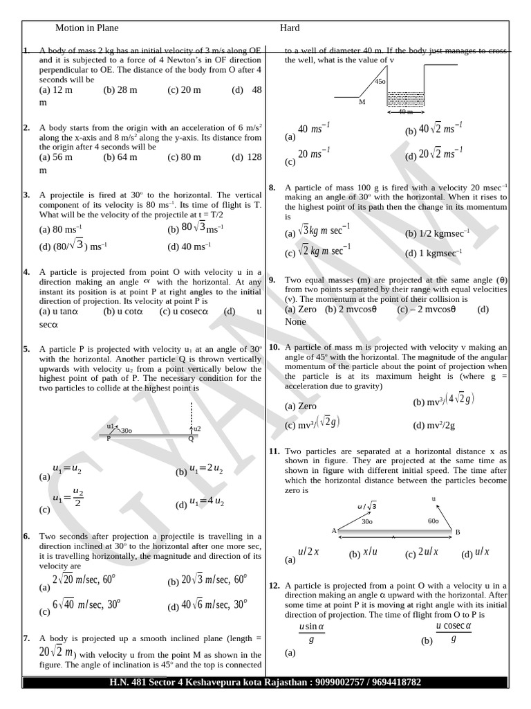 4.motion in Plane | PDF | Acceleration | Physical Phenomena
