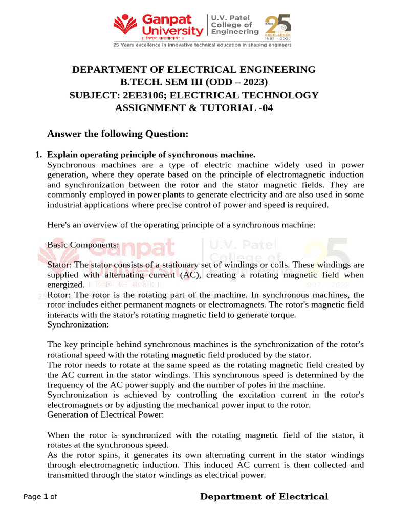 04_ASSIGNMENT | PDF | Boiler | Electric Motor