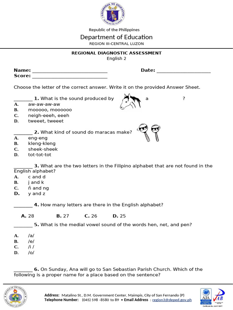 English 2 Diagnostic Assessment Guide | PDF | English Language | Book ...