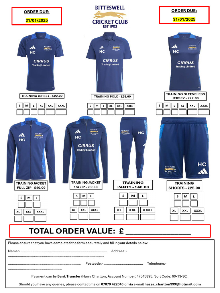 Training Wear Order Form | PDF