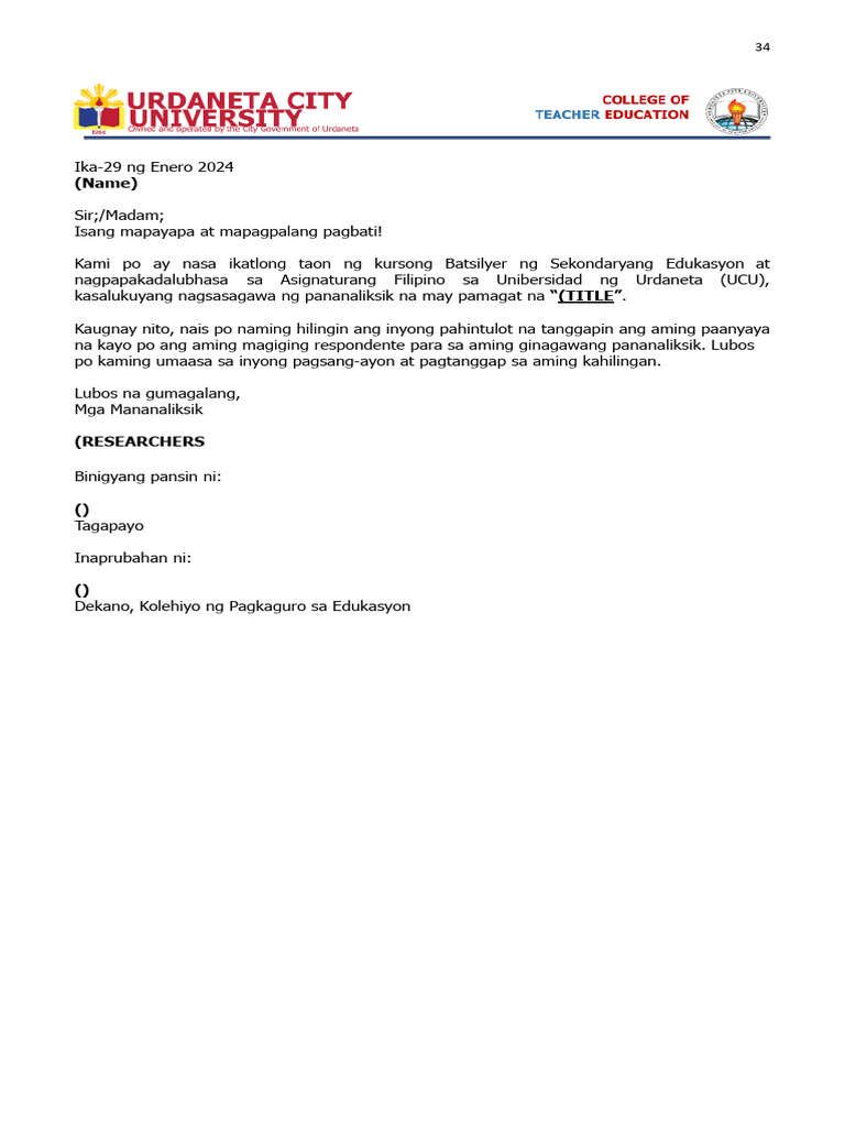 sAMPLE LETTER FOR RESPONDENT IN RESEARCH | PDF