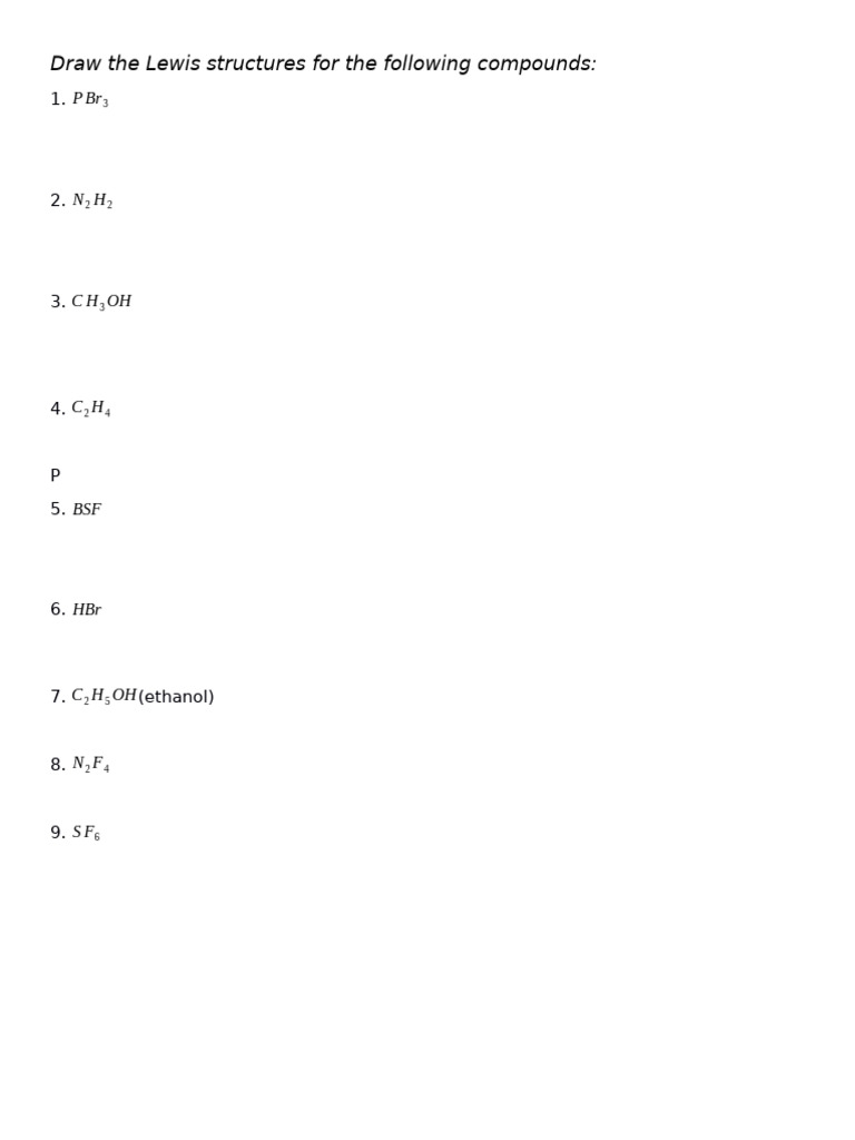Lewis Structures Worksheet | PDF