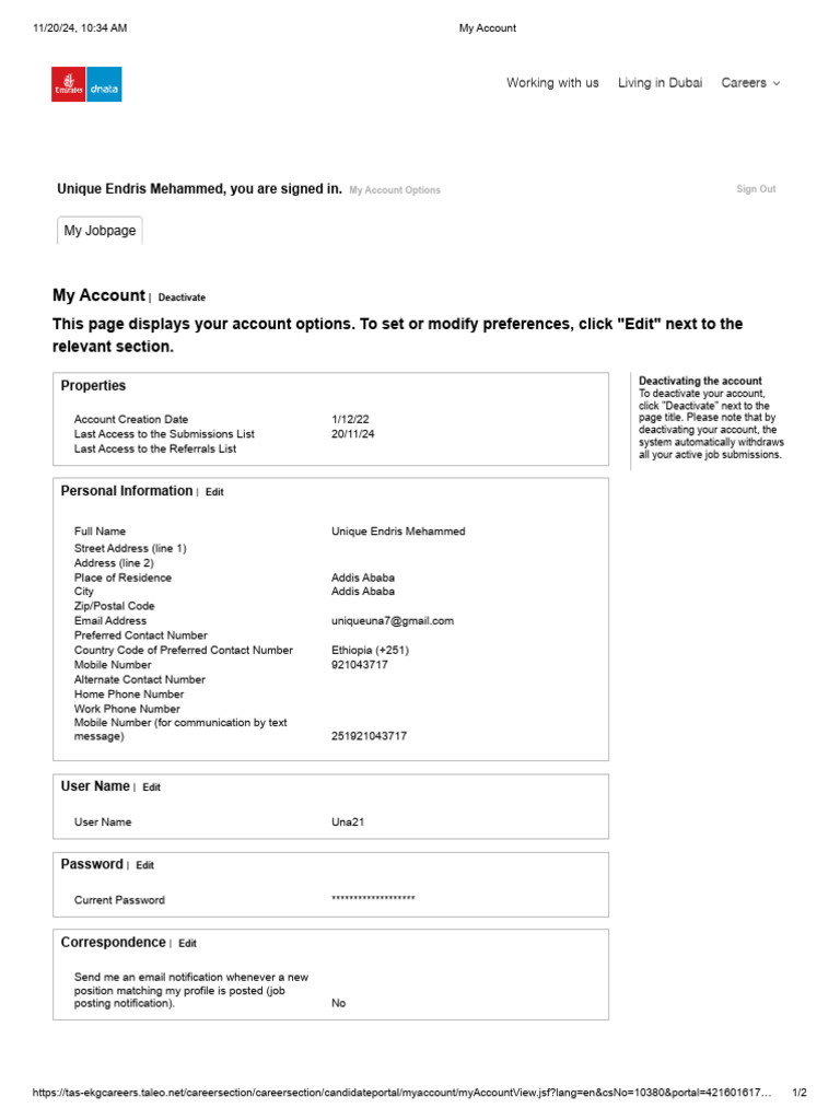 Emirates Careers Account Management | PDF | Emirates (Airline) | Software