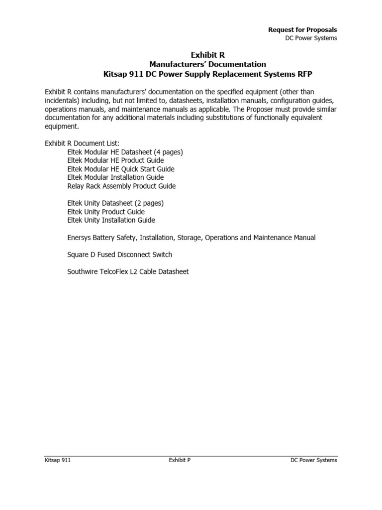 Kitsap 911 DC Power Systems RFP | PDF | Rectifier | Fuse (Electrical)