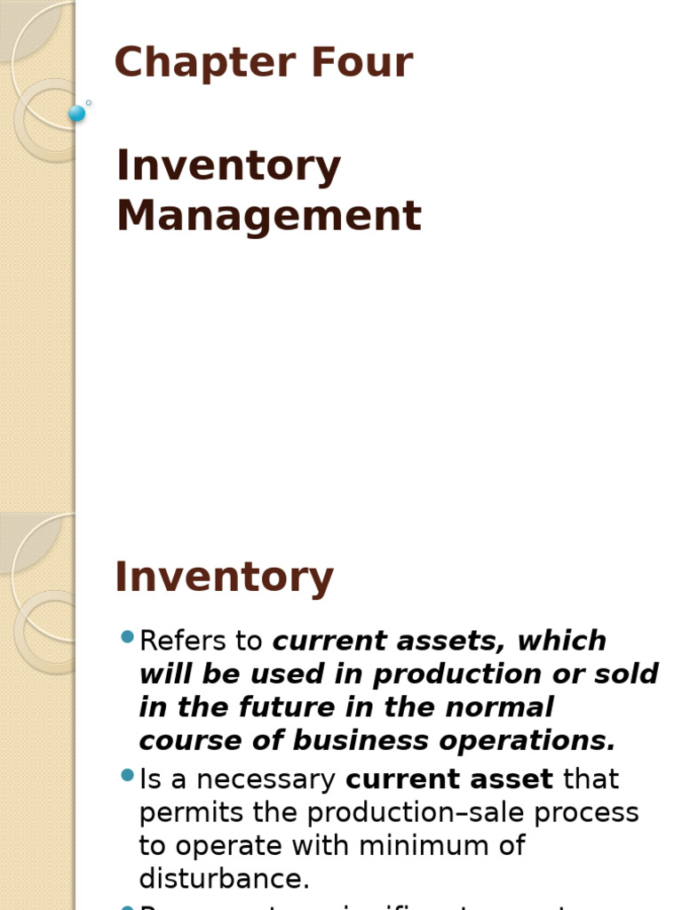 Chapter three Inventory MAnagement | PDF | Inventory | Lean Manufacturing