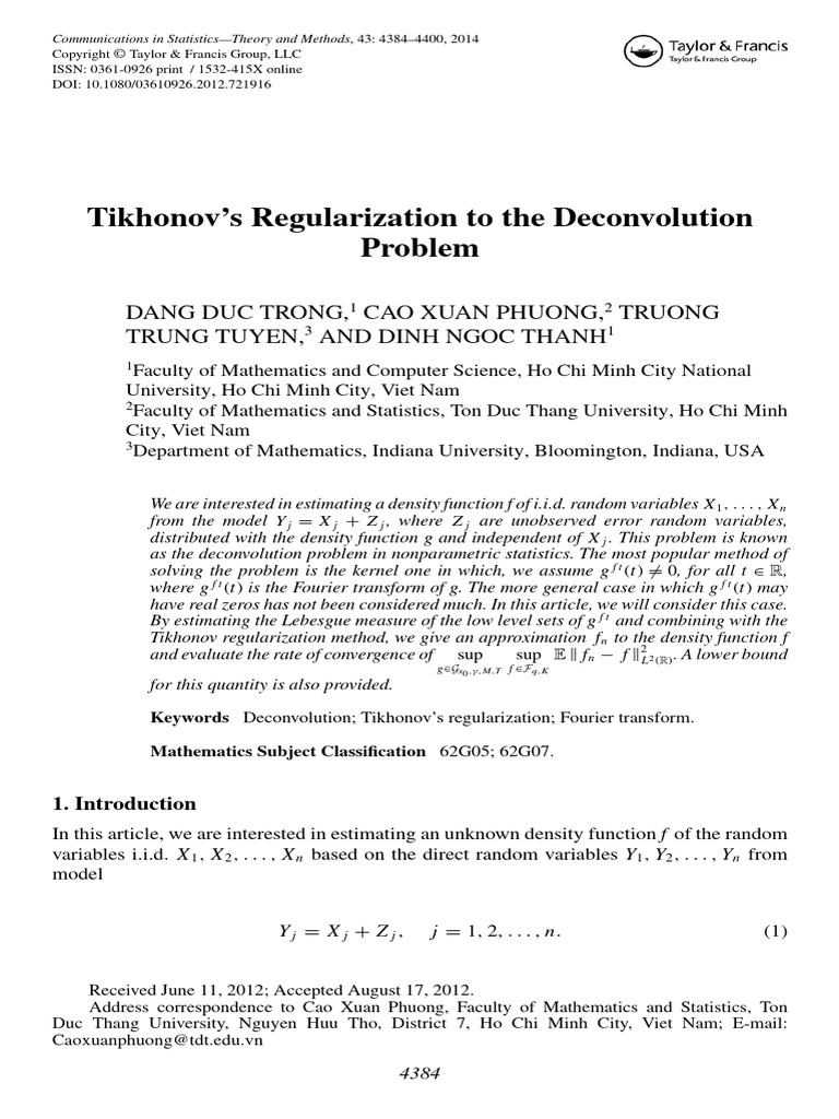 Trong Phuong Thanh 2014 | PDF | Convolution | Probability Density Function
