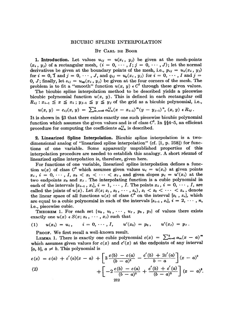 Bicubic Spline Interpolation (Journal of Mathematics and Physics, Vol. 41, Issue 1-4) (1962 ...