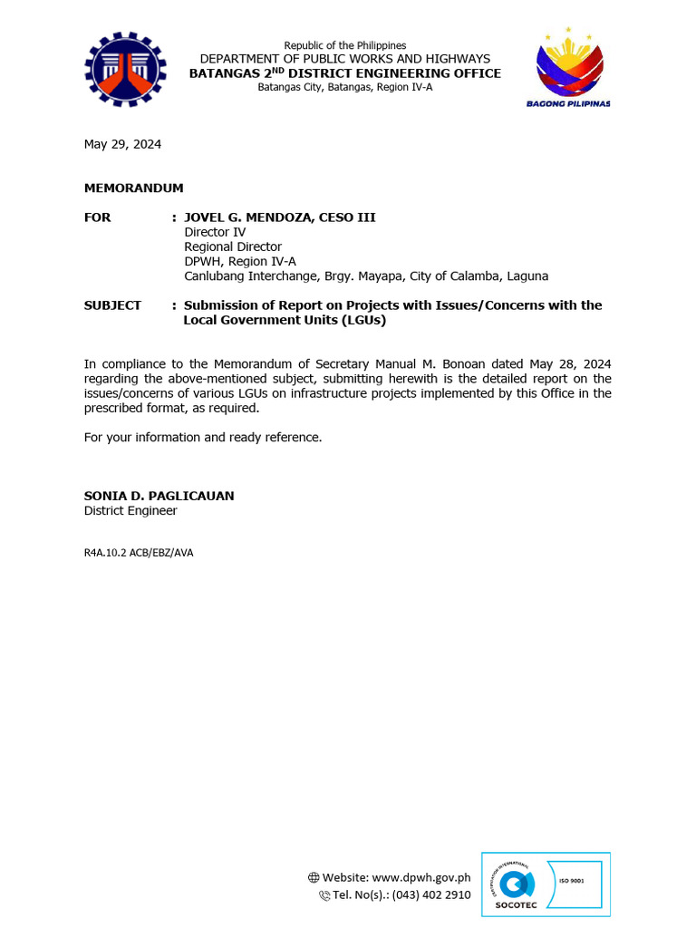 DPWH Report on LGU Project Issues | PDF