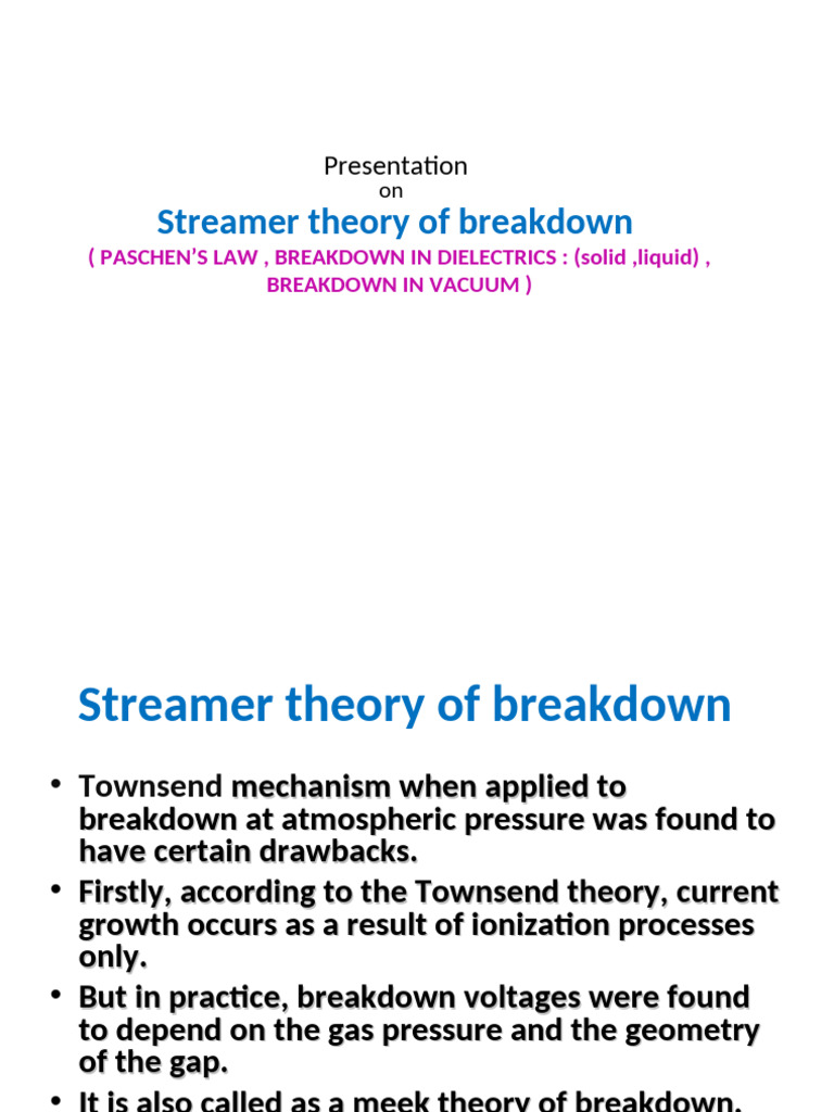 Streamer Theory of Breakdown | PDF | Electrical Breakdown | Electrode