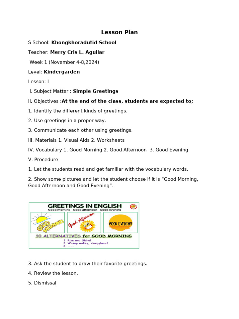 Lesson Plan k1 k2 | PDF