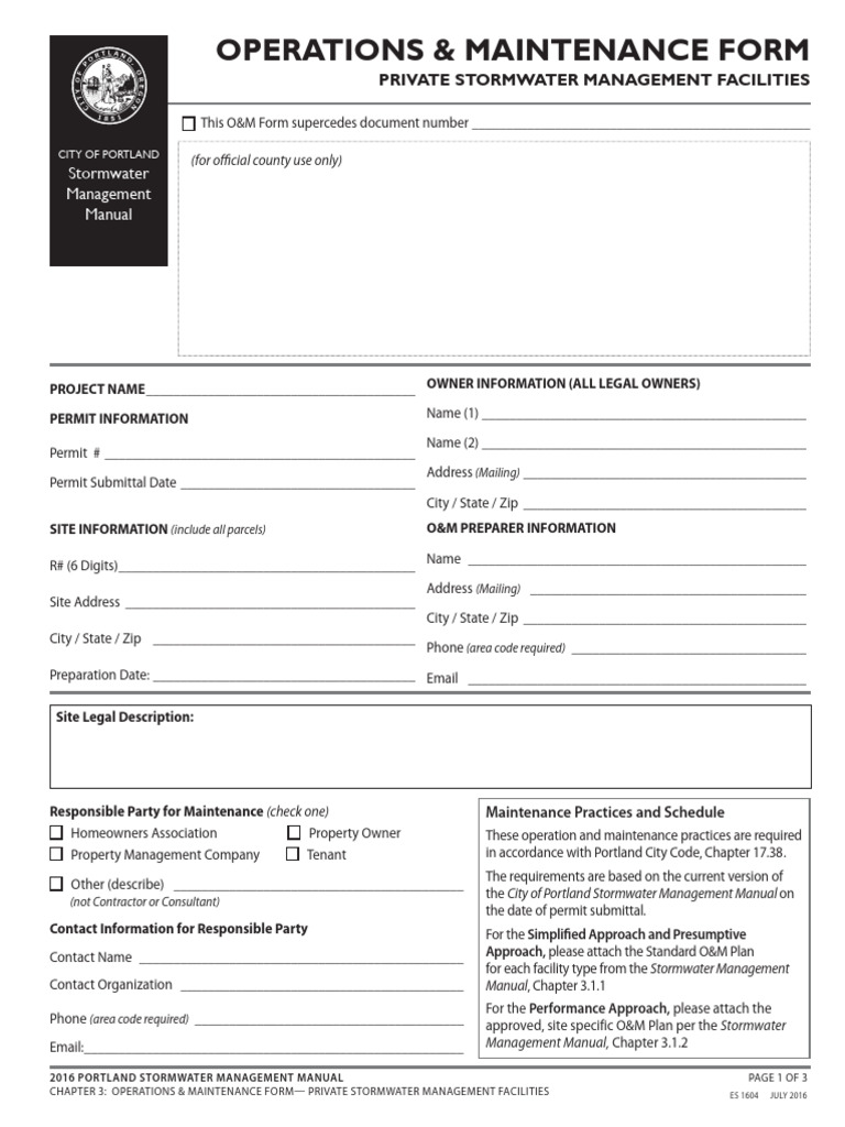 Stormwater Management O&M Form | PDF | Stormwater | United States ...