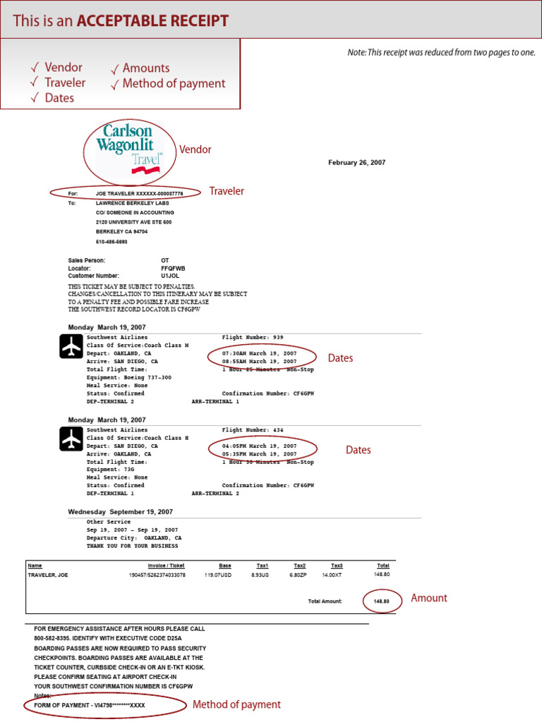 Southwest Airlines Flight Receipt | PDF | Receipt | Civil Aviation