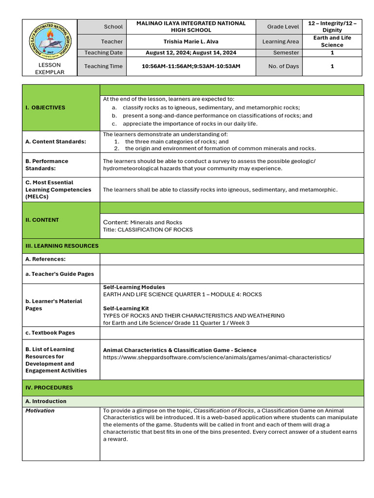 Q1 - Classification of Rocks | PDF | Rock (Geology) | Igneous Rock