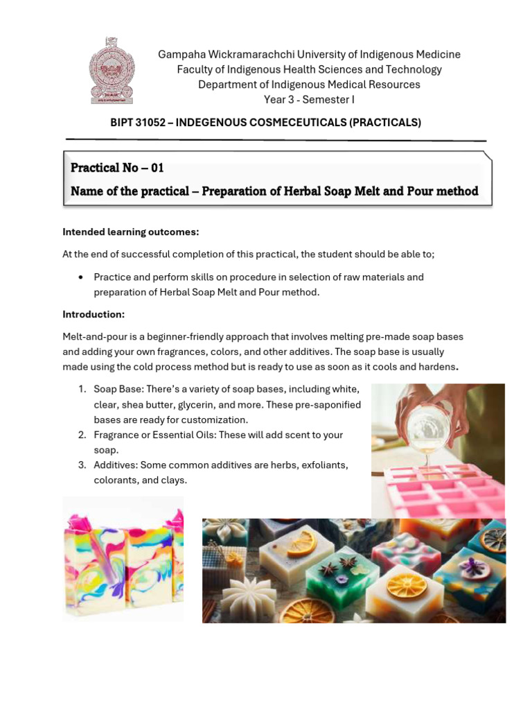 Herbal Soap Melt and Pour Method | PDF | Soap | Perfume