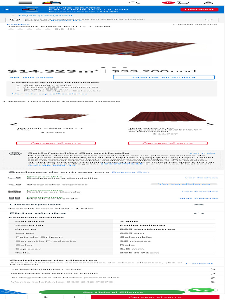 Techolit Flexa N10 - 1 MM - Homecenter - Com.co | PDF