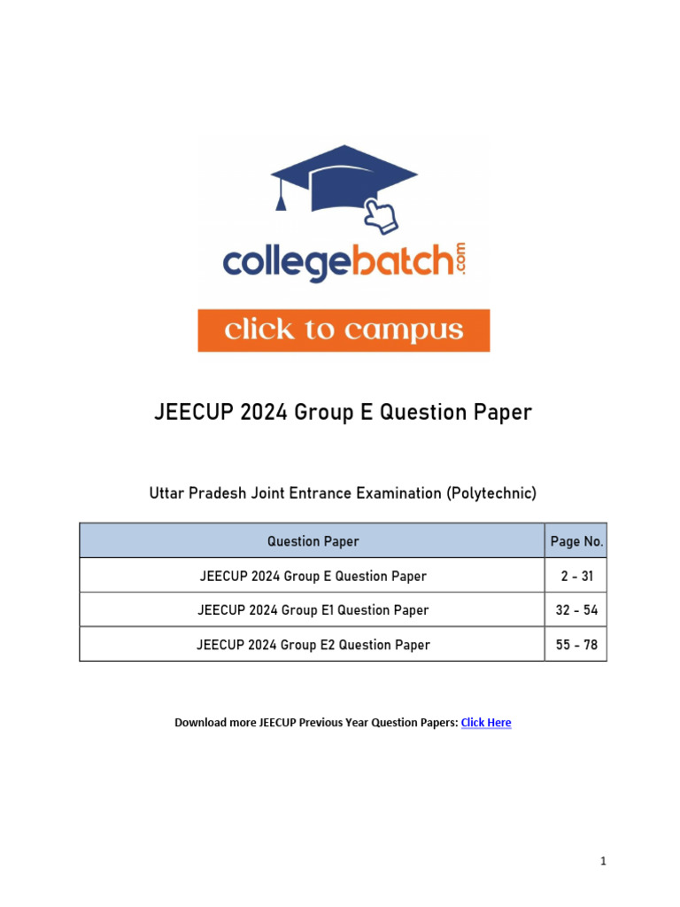 JEECUP Group E Question Paper | PDF