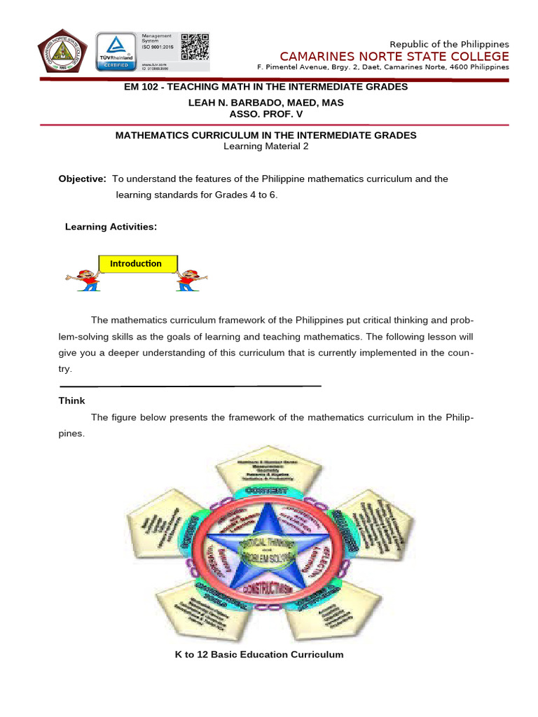 LM 2 Mathematics Curriculum in The Intermediate Grades | PDF | Numbers ...
