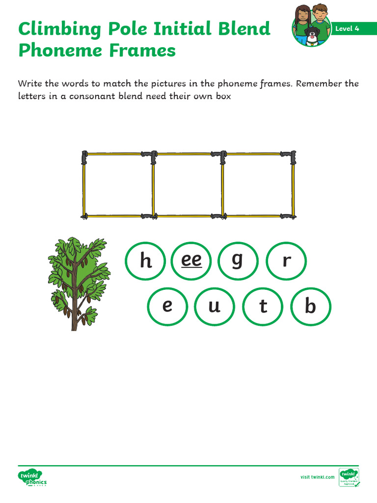 Climbing Pole Initial Blend Phoneme Frames | PDF