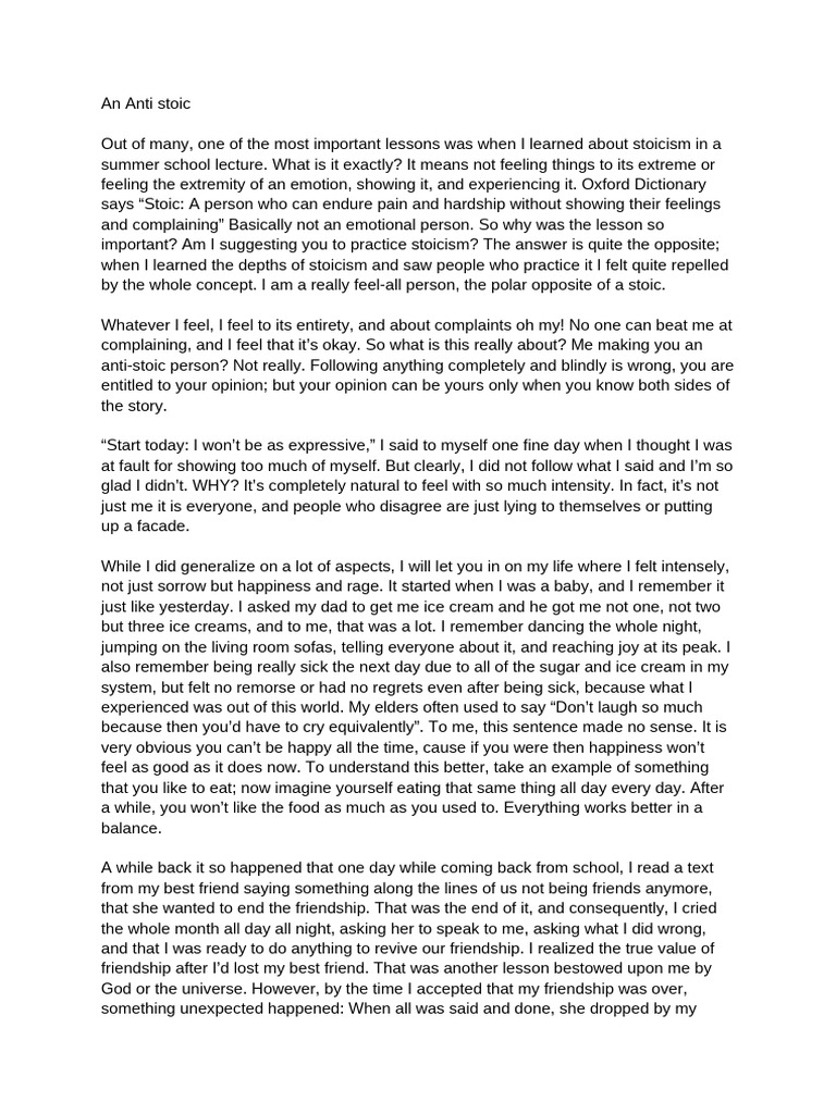 An Anti Stoic | PDF | Stoicism