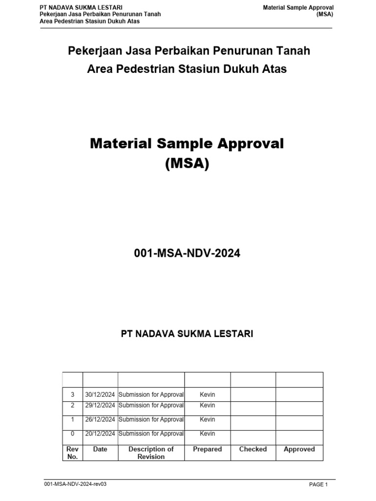 NDV-MSA-001-2024 Material Sample Approval Perbaikan Penurunan Tanah ...
